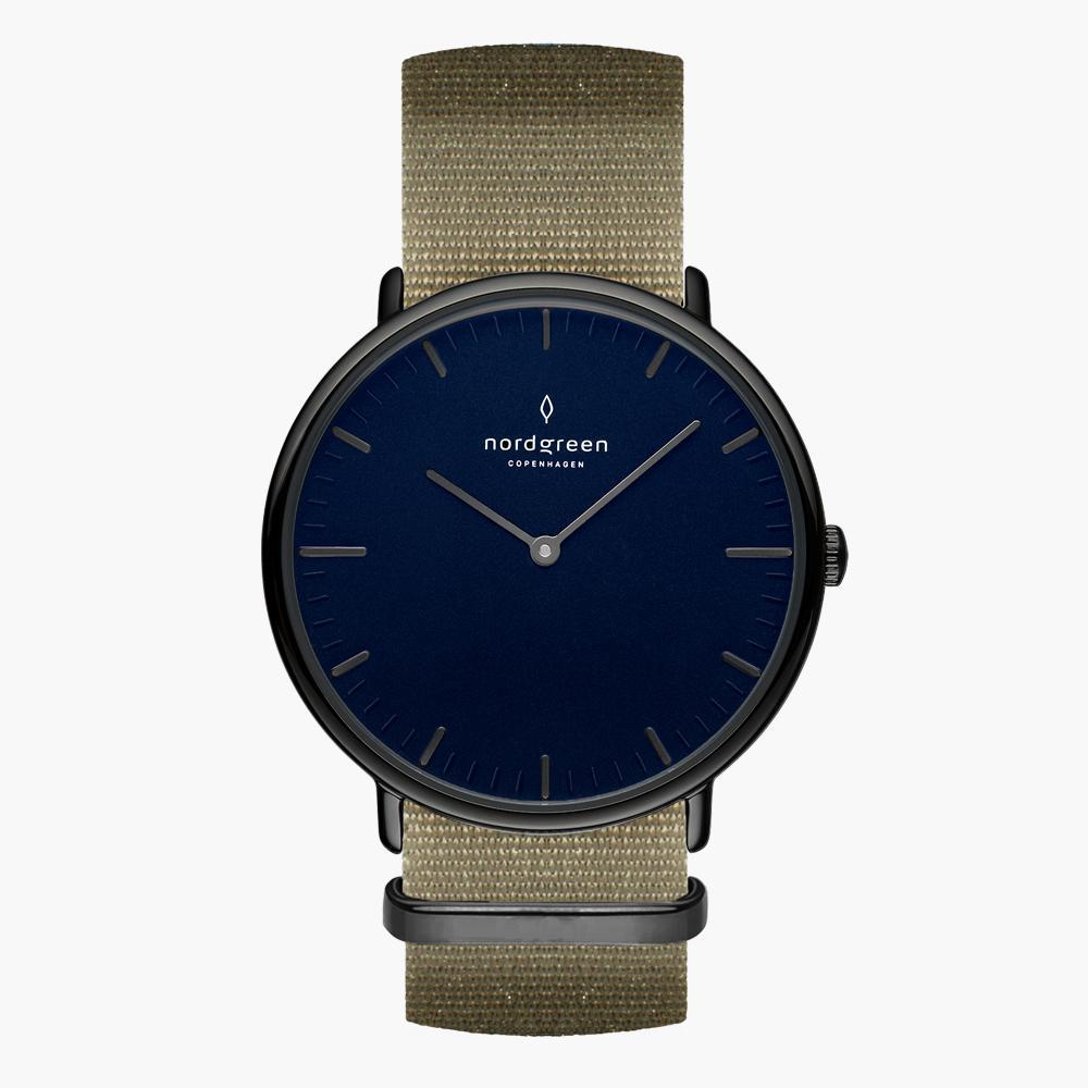 Nordgreen Native | Gunmetal Blue Dial Green Nylon 40mm